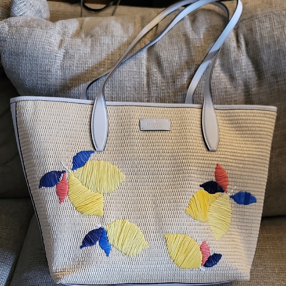 kate spade | Bags | Kate Spade Lemon Tote With Colorful Embroidery ...